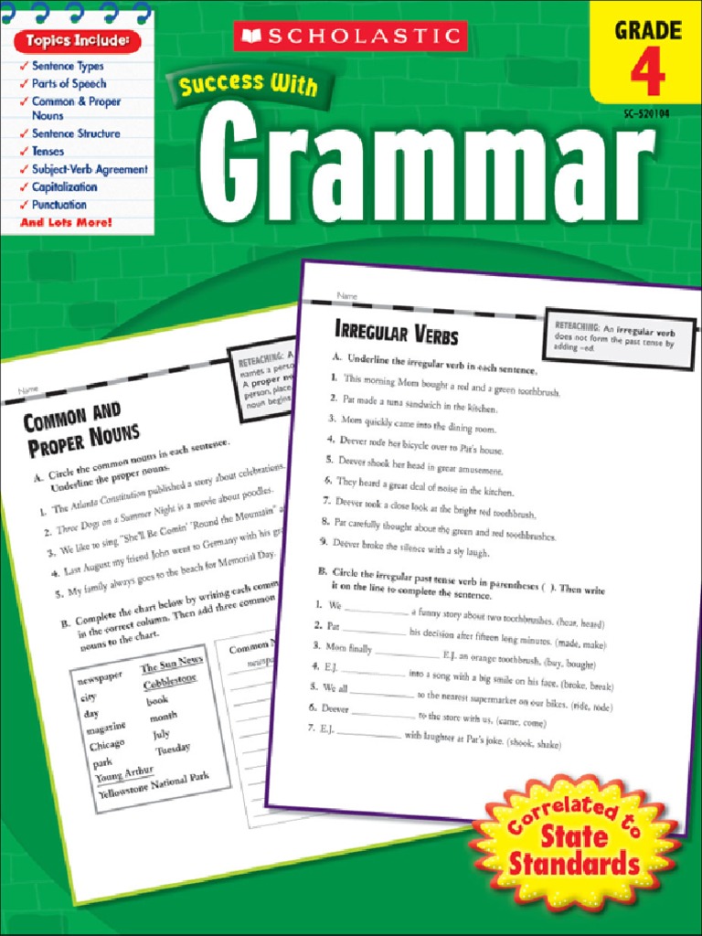 Scholastic Success With Grammar Grade 4 | PDF | Verb | Subject (Grammar)