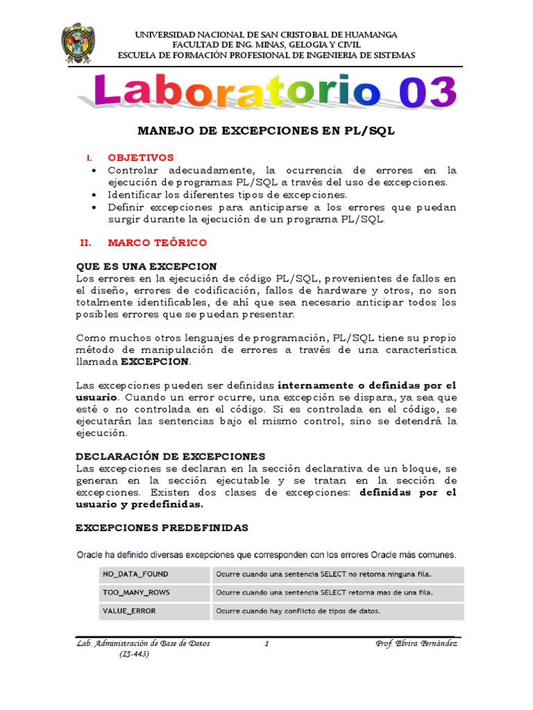Tratamiento de Errores | PDF | Pl / Sql | Programa de computadora
