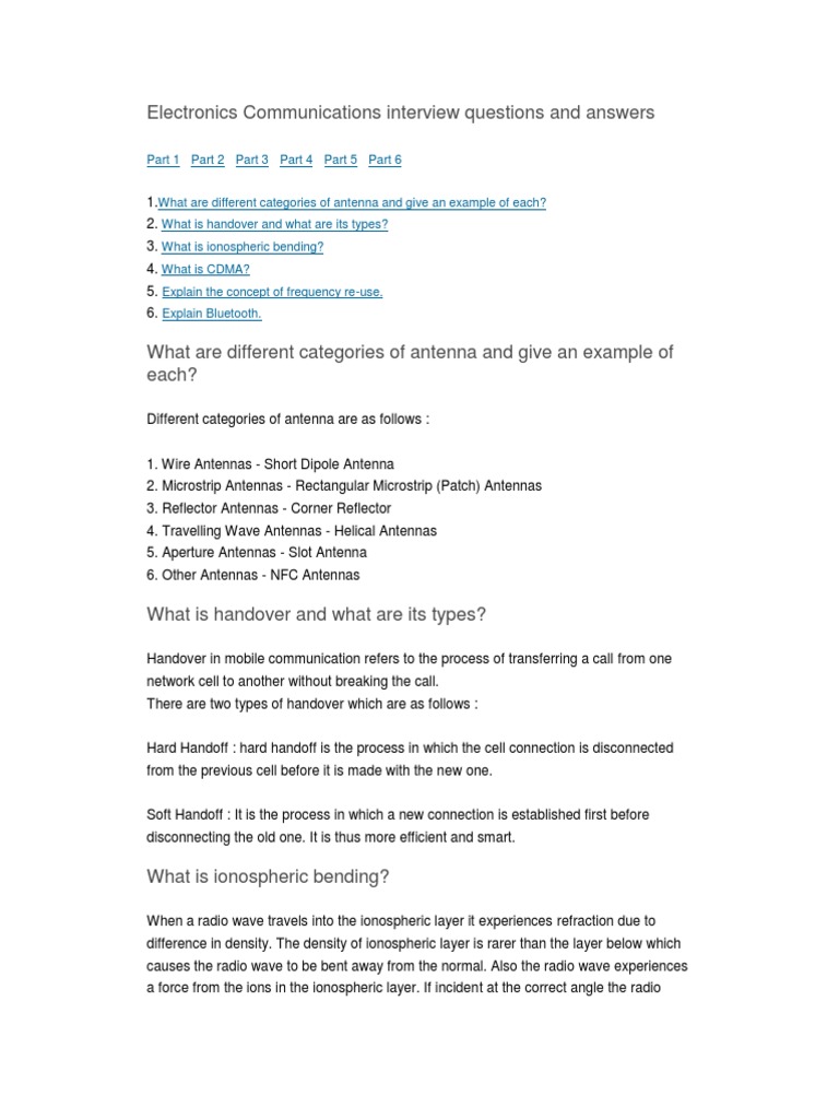 Communications Interview Questions and Answers | PDF | Digital Signal Processing | Cellular Network