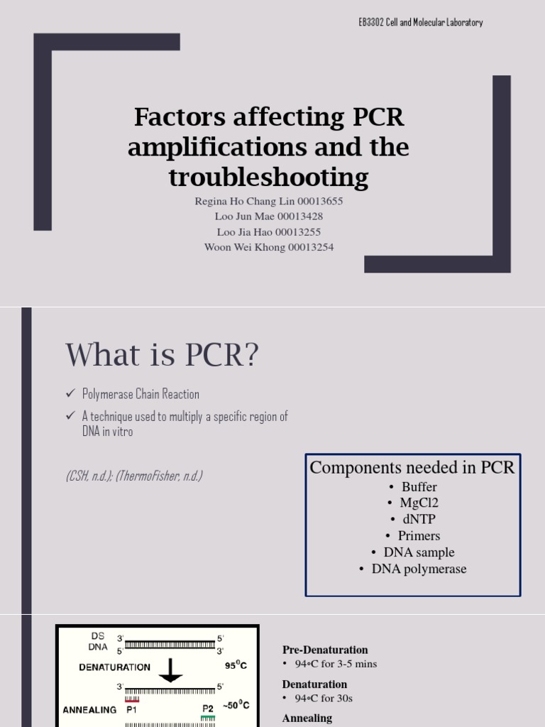 Factors Affecting PCR Amplifications and The Troubleshooting | PDF ...
