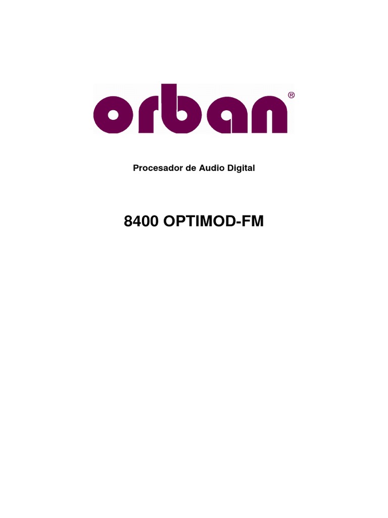 Manual Optimod 8400 ES | PDF | Modulación de frecuencia | Muestreo ...