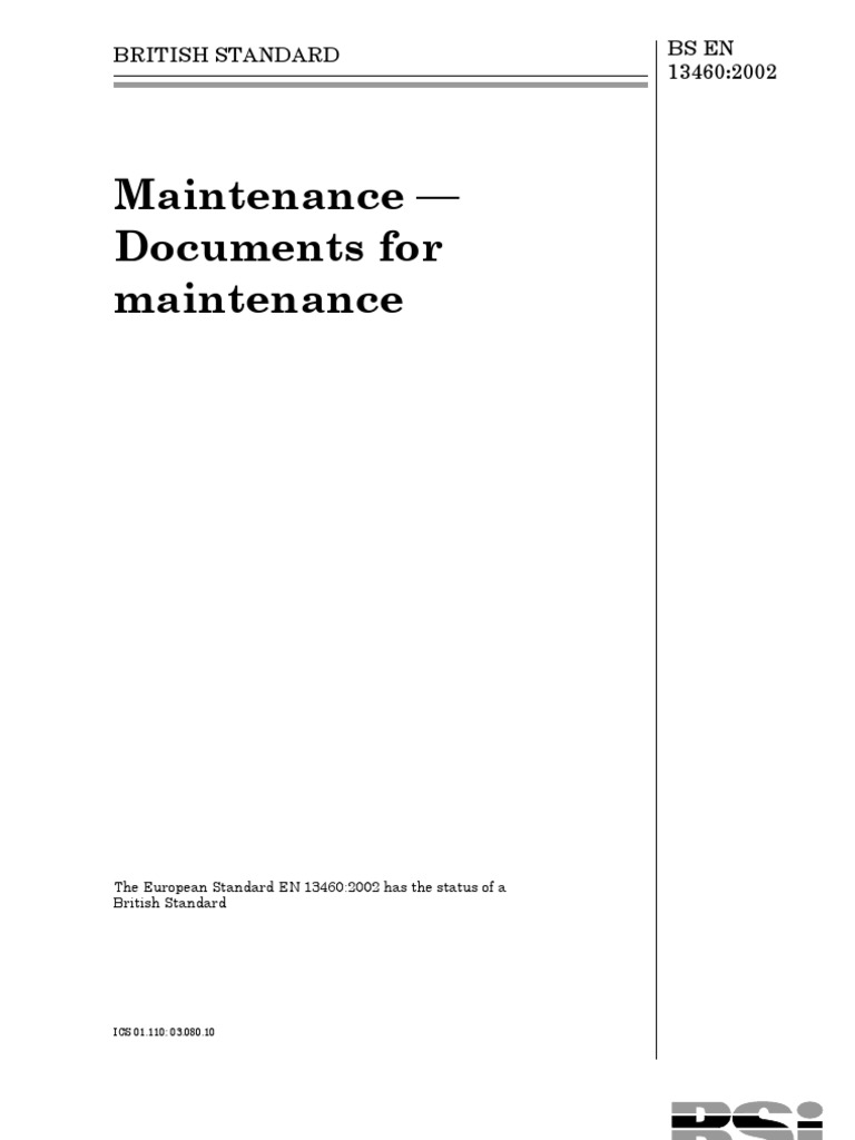 EN 13460:2002 Maintenance Documentation | PDF | Computers