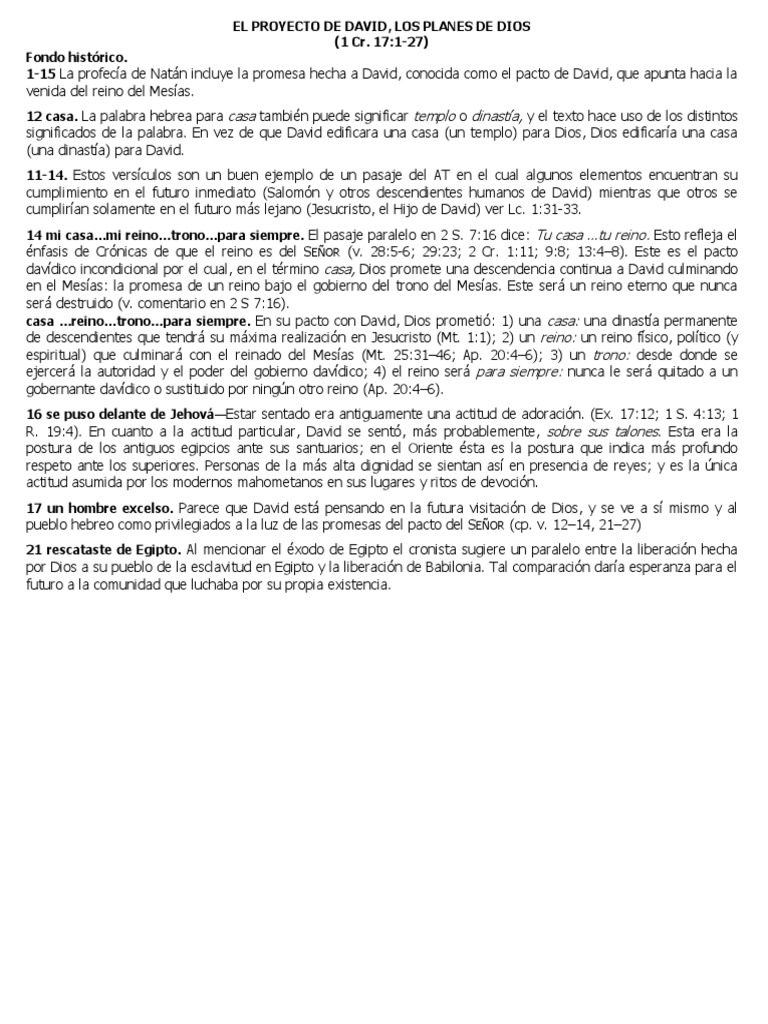 El Proyecto de David, Los Planes de Dios | PDF | David | Yahvé