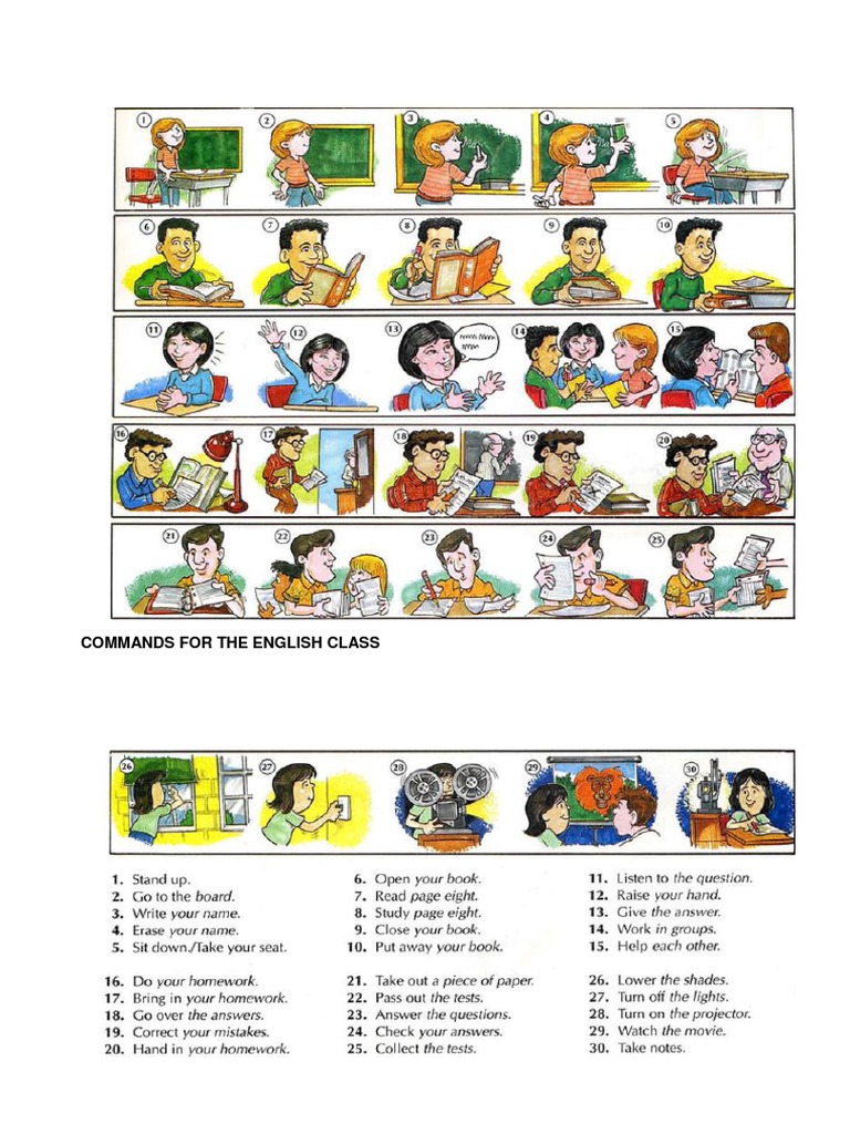 Commands For The English Class | PDF