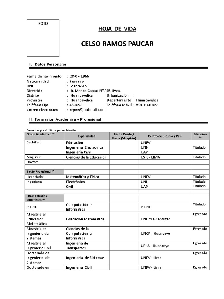 Modelo de CV - CRP | PDF | Ingeniería | Universidad