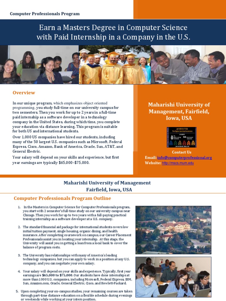 Earn A Masters Degree in Computer Science With Paid Internship in A ...