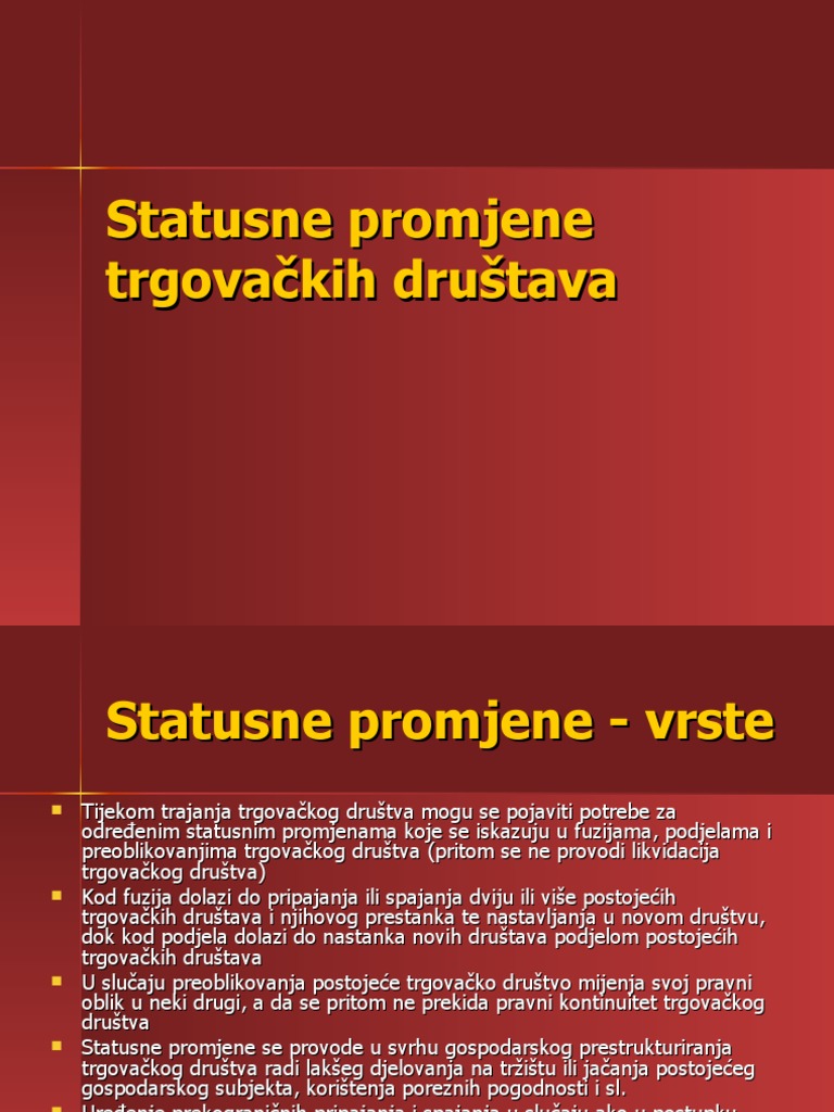 Statusne Promjene Trgovackih Drustava | PDF