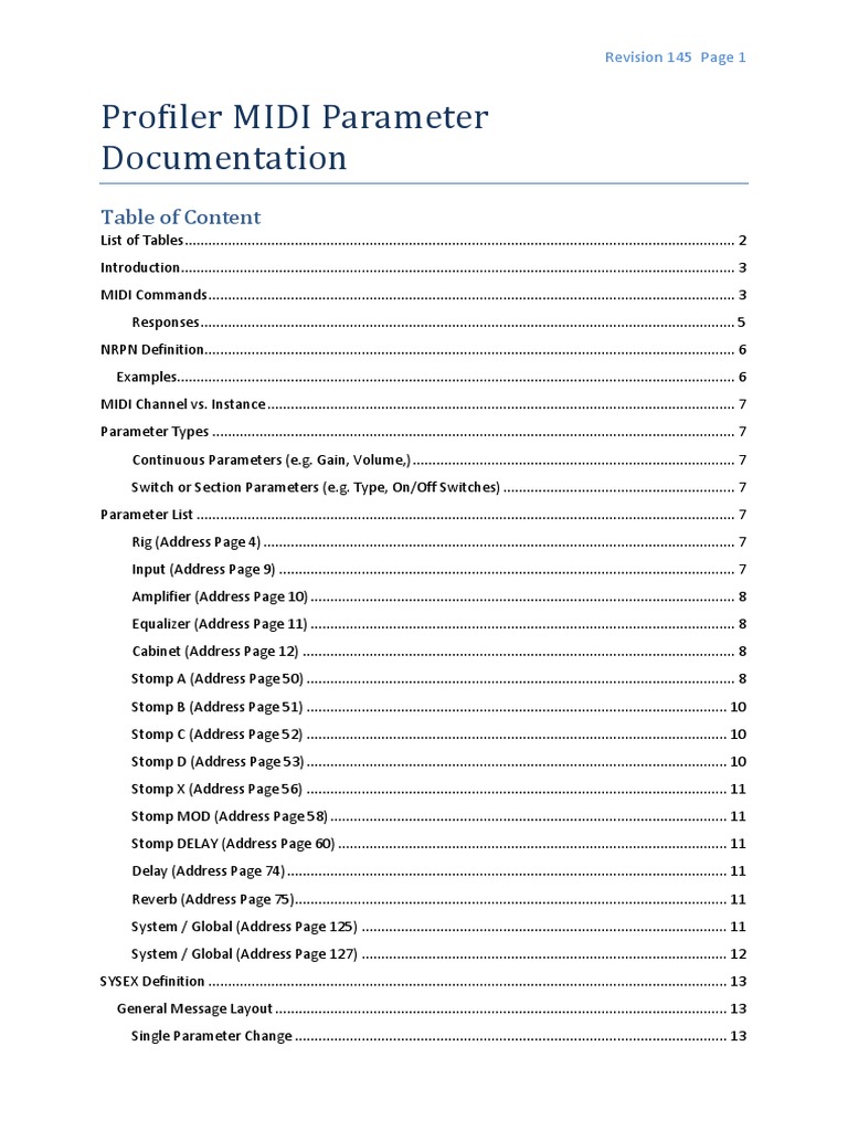 Profiler Midi Parameter Documentation | PDF | Equalization (Audio) | String (Computer Science)
