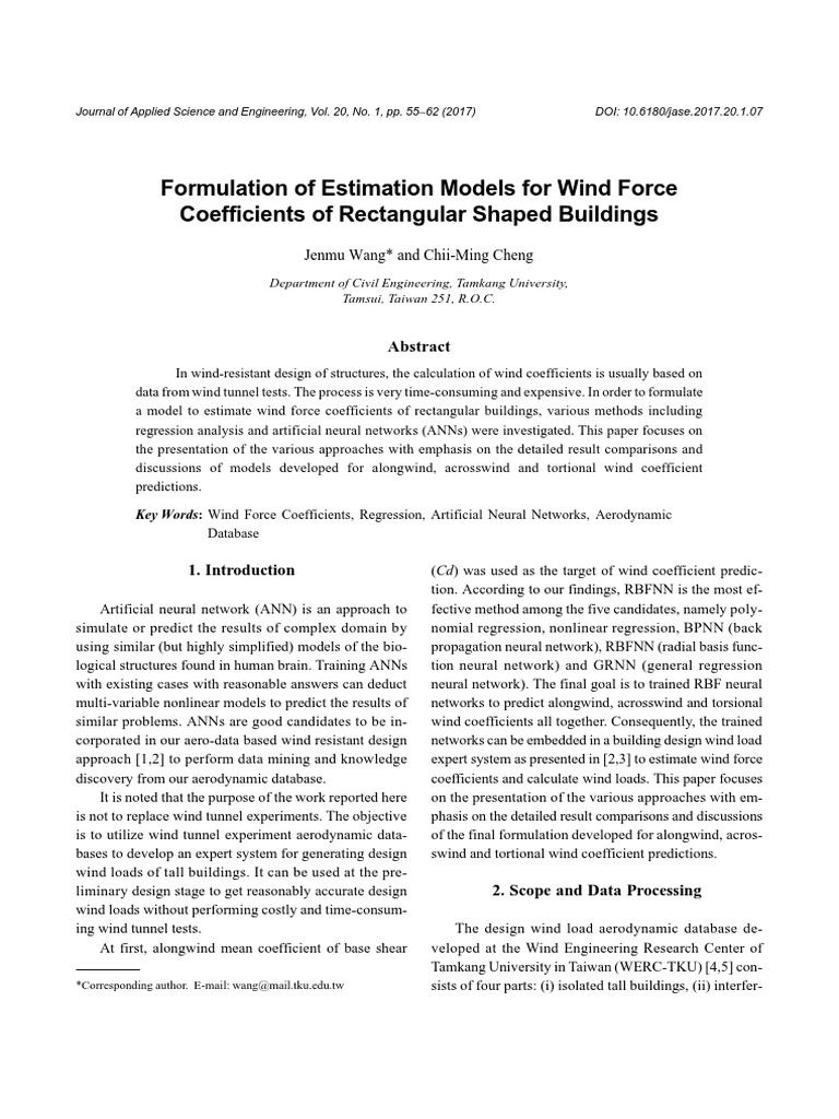 Formulation of Estimation Models For Wind Force Coefficients of Rectangular Shaped Buildings ...