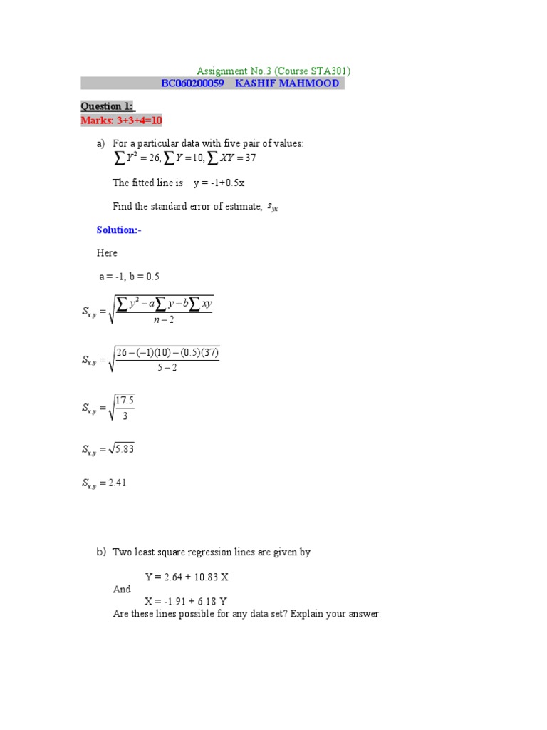 Statistics Assignment Guide | PDF | Multivariate Statistics ...