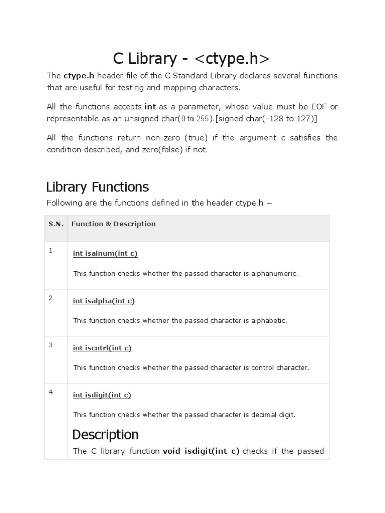 Ctype Lib | PDF | Ascii | Text