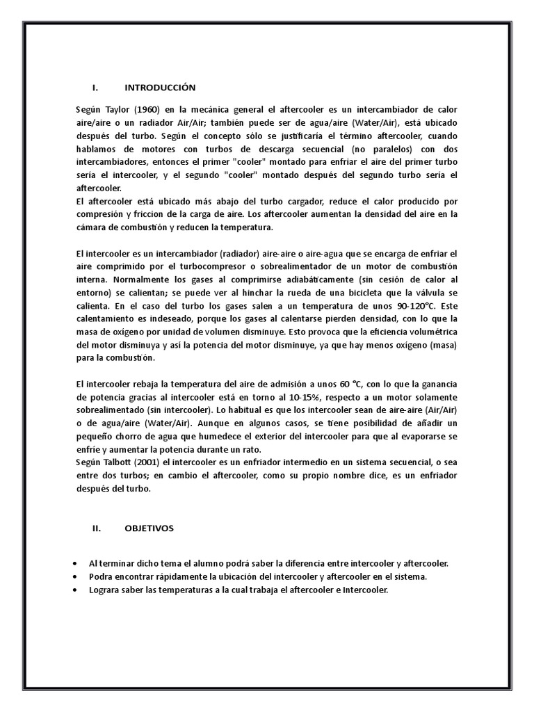 Diferencias entre Intercooler y Aftercooler | PDF | Turbocompresor | Máquinas