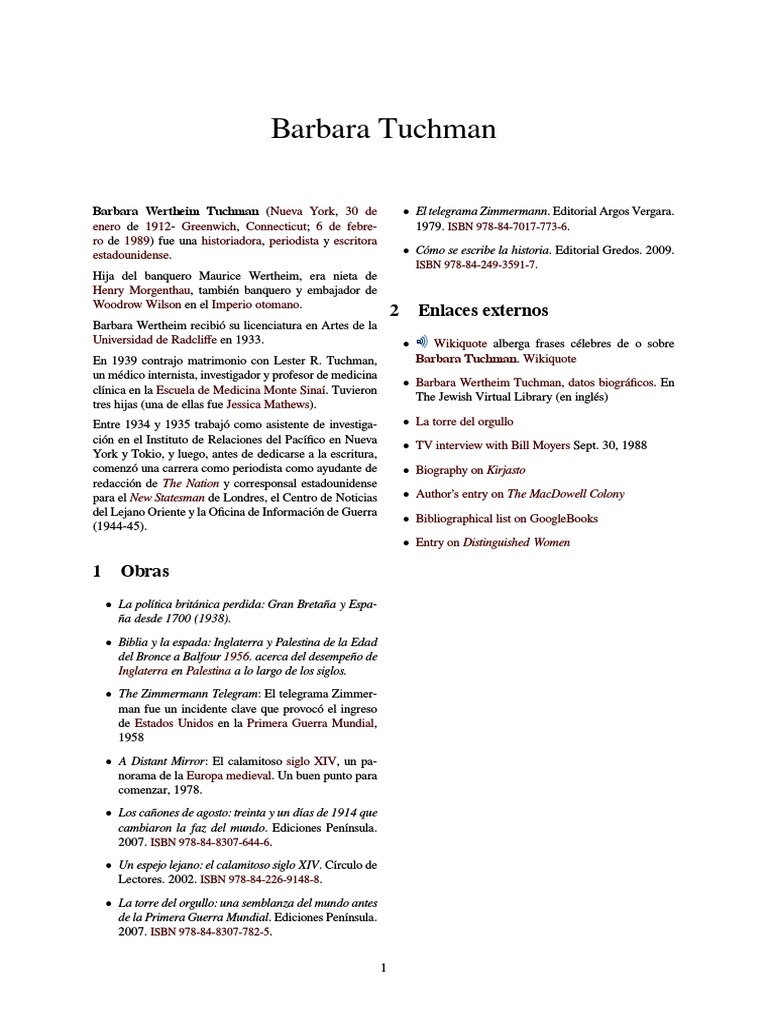 Barbara Tuchman: Vida y Obras | PDF | Patentar | Agitación