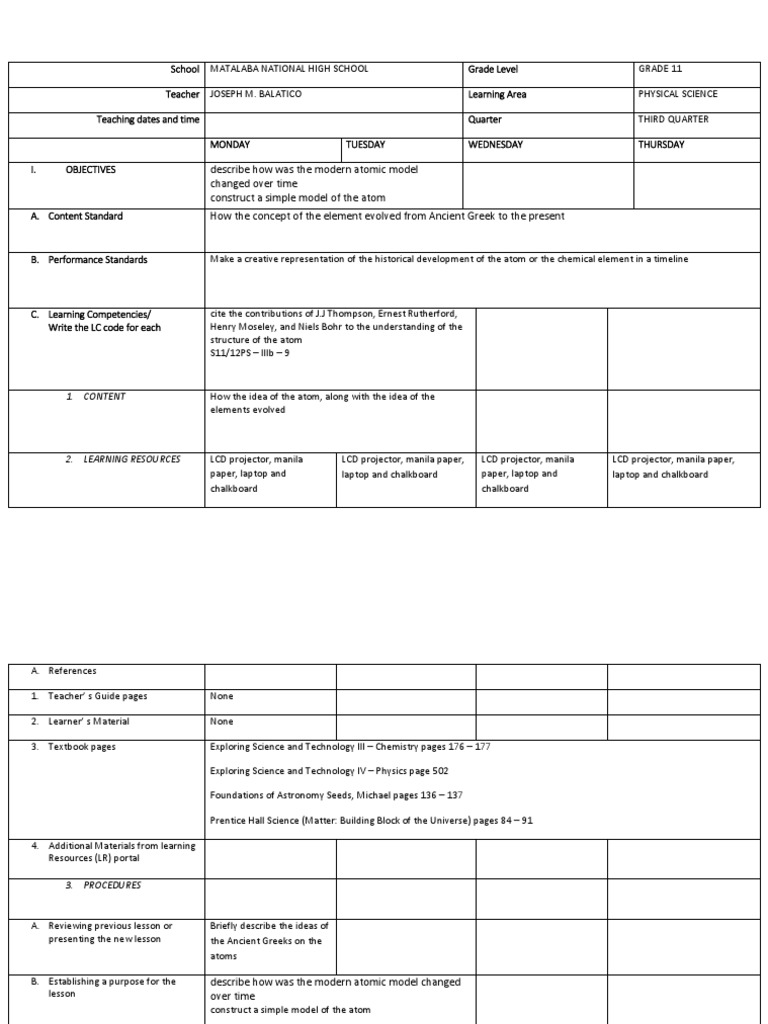 Science DLL | Download Free PDF | Atoms | Chemistry