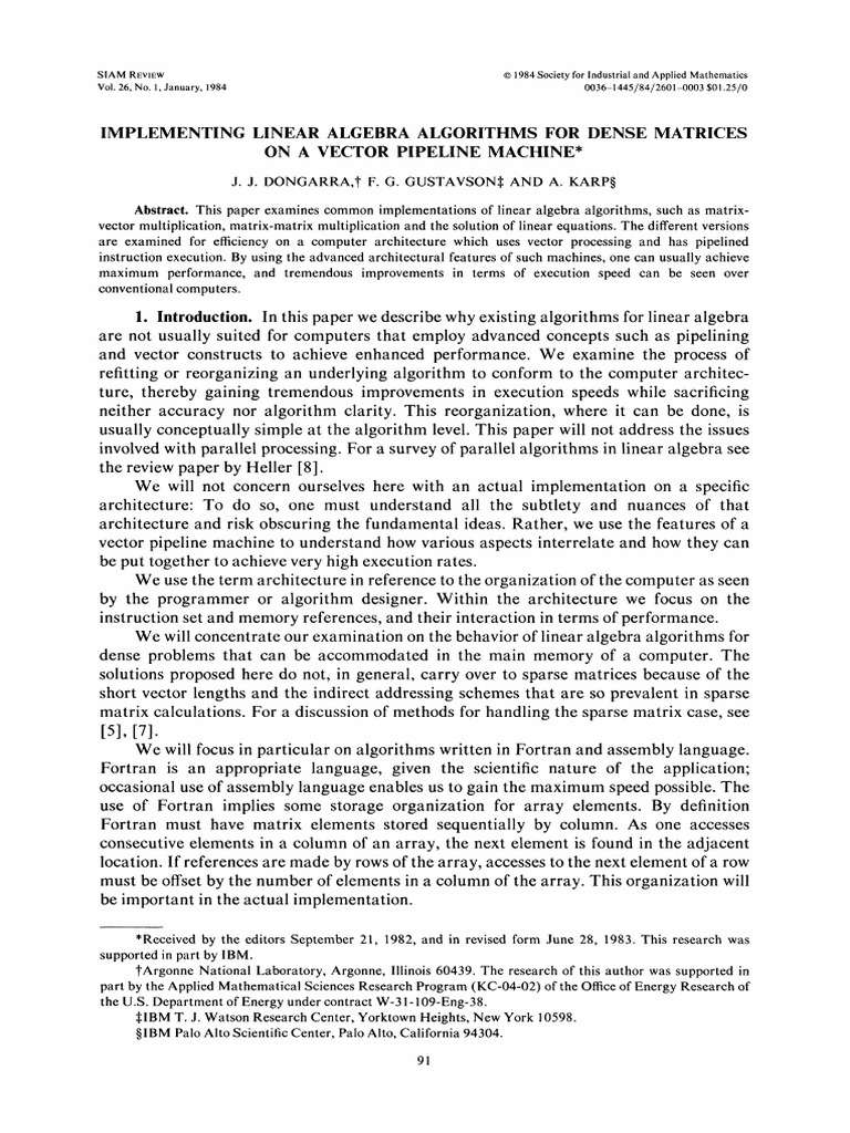 Implementing Linear Algebraalgorithms For Dense Matrices Pdf Matrix Mathematics Linear