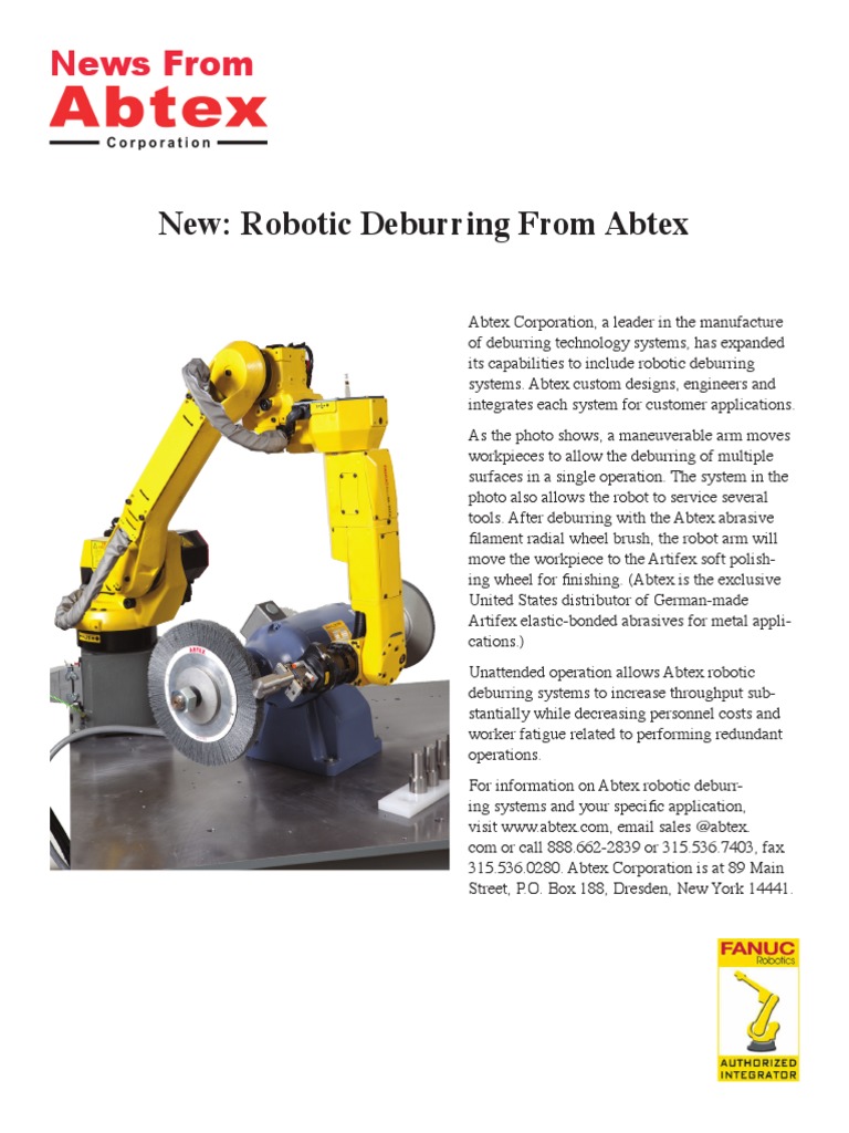 New: Robotic Deburring From Abtex | PDF