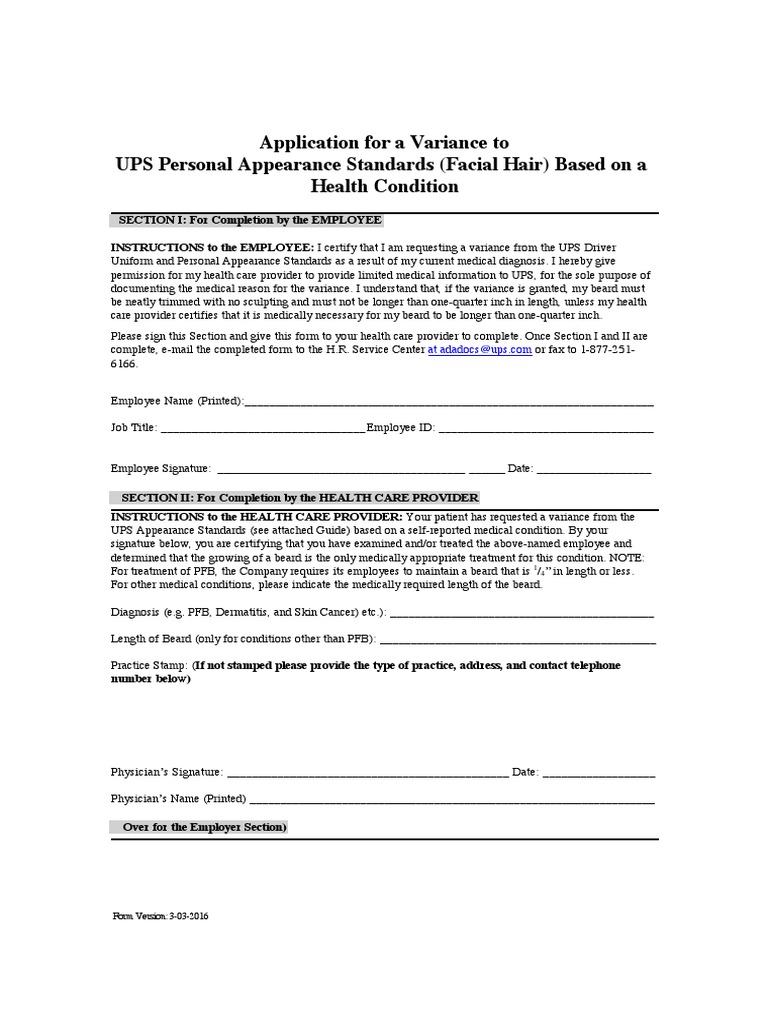 Application for Variance Form 03-07-2016 | Beard | Physician