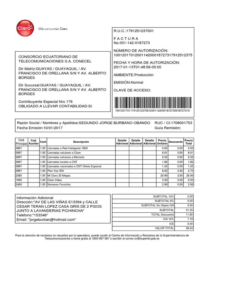 Factura Telecom | PDF | Science | Es / Ciencias de la Computación