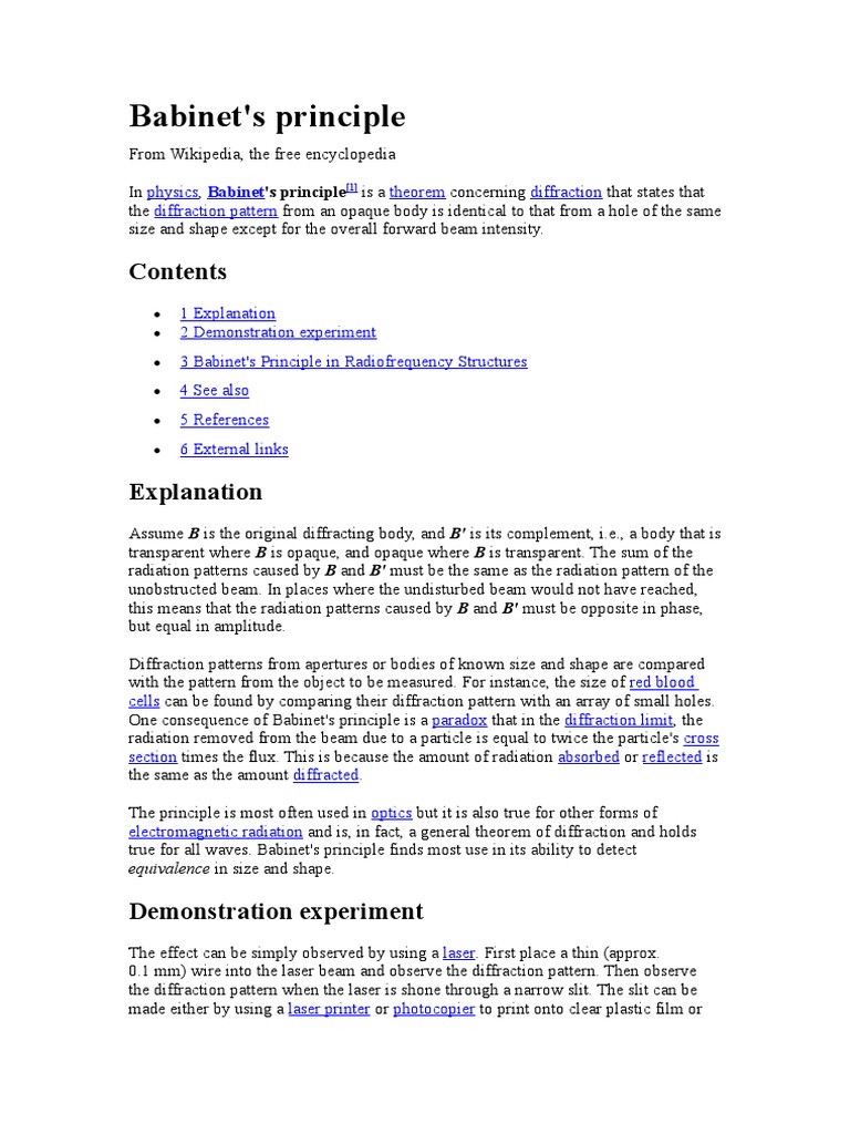Babinet's Principle | Download Free PDF | Natural Philosophy ...