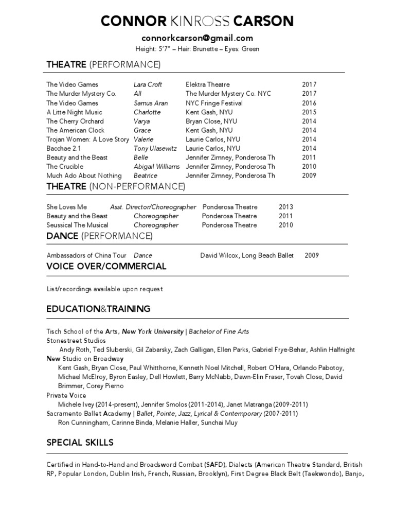 Carson, Connor - Creative Resume (Web) | PDF | Leisure | Entertainment ...