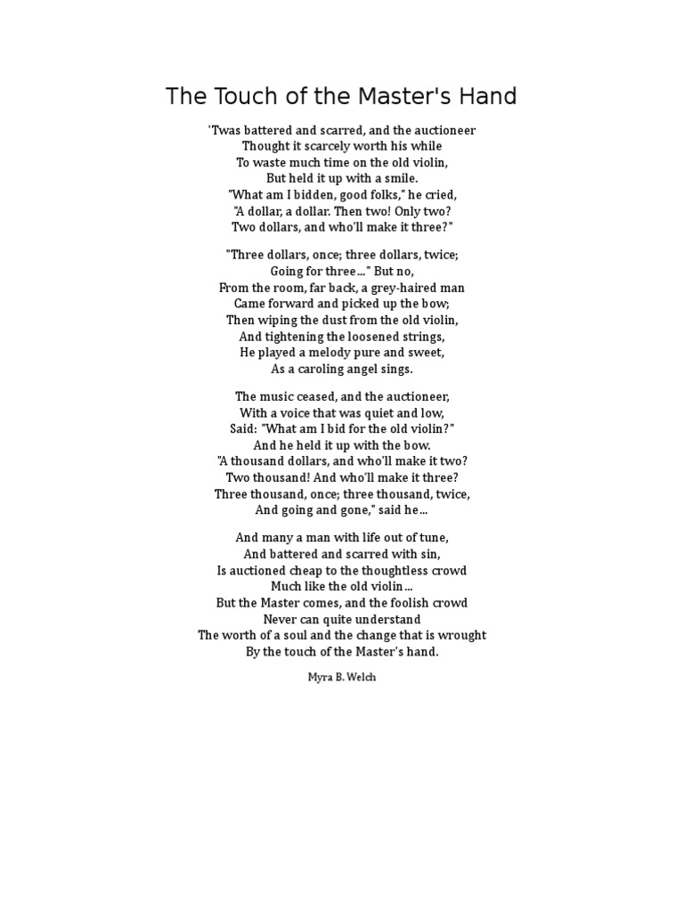 The Touch of the Master's Hand Poem | PDF