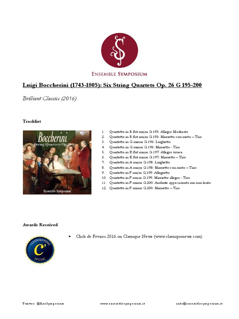 Luigi Boccherini - Six String Quartets O | PDF | Opus Number | Music