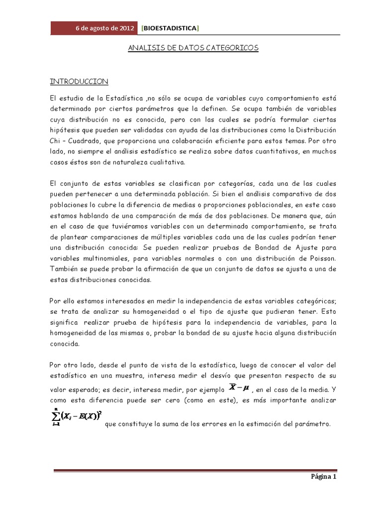 Analisis de Datos Categoricos | PDF | Prueba de hipótesis estadísticas ...