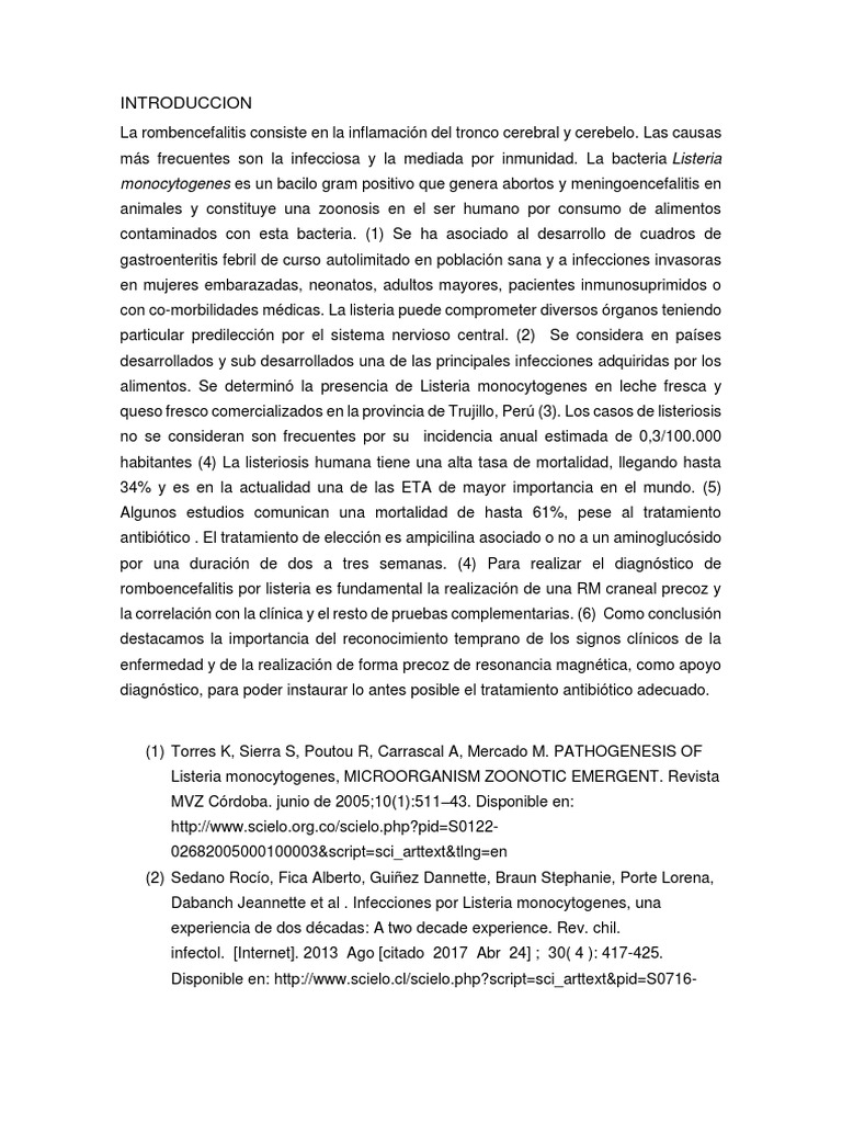Romboencefalitis por Listeria: Causas y Diagnóstico | PDF | Medicina ...