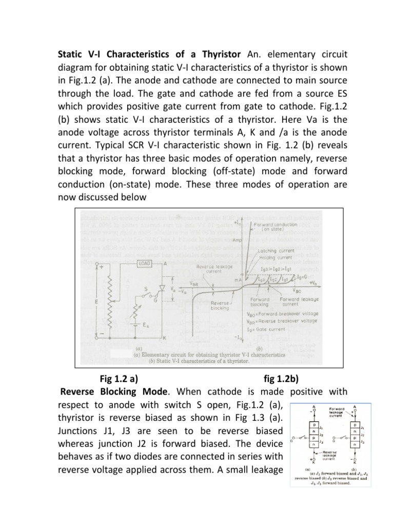 Static V-I Characteristics of A Thyristor | PDF | Electronic ...
