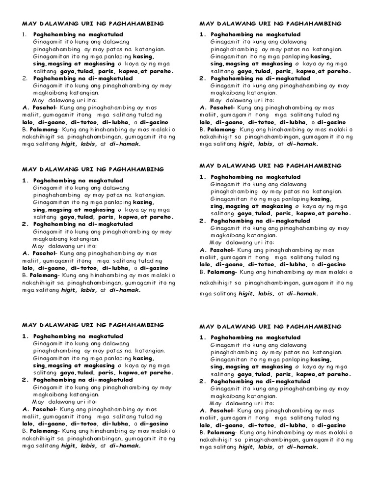 May Dalawang Uri NG Paghahambing | PDF