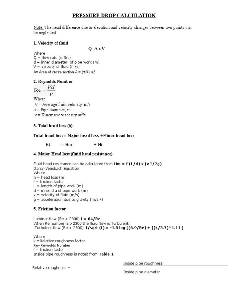 Calculation Pressure Drop | PDF | Fluid Dynamics | Transparent Materials
