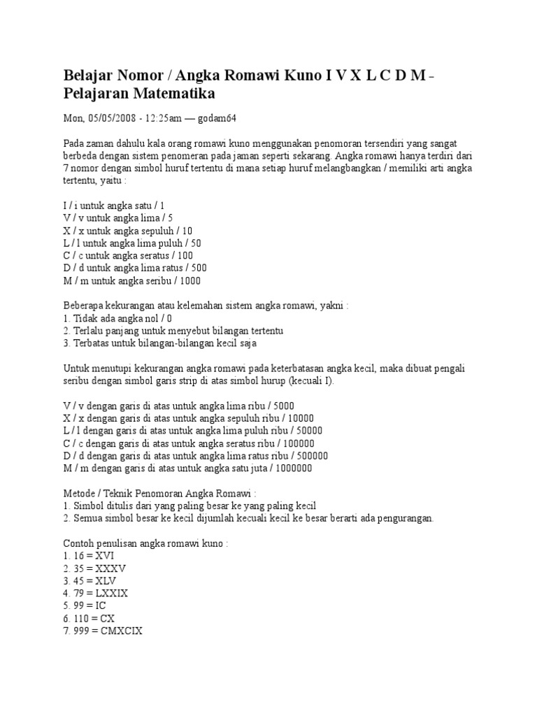 Panduan Angka Romawi Kuno | PDF | Seni & Disiplin Bahasa | Kajian ...
