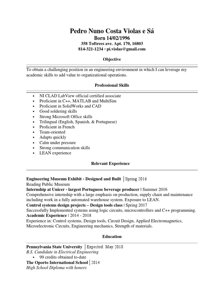 Pi Resume Pdf