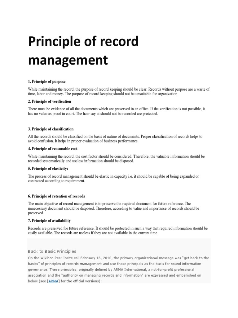 Principle of Record Management | PDF | Records Management | Information ...