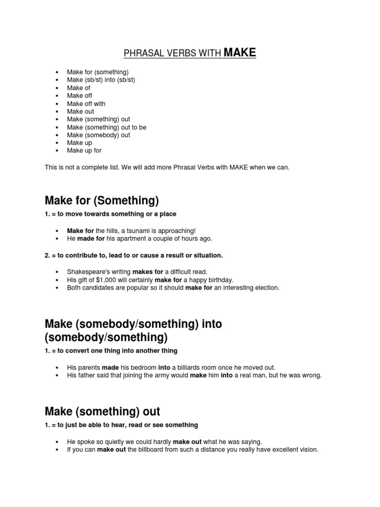 Phrasal Verbs With Make | PDF