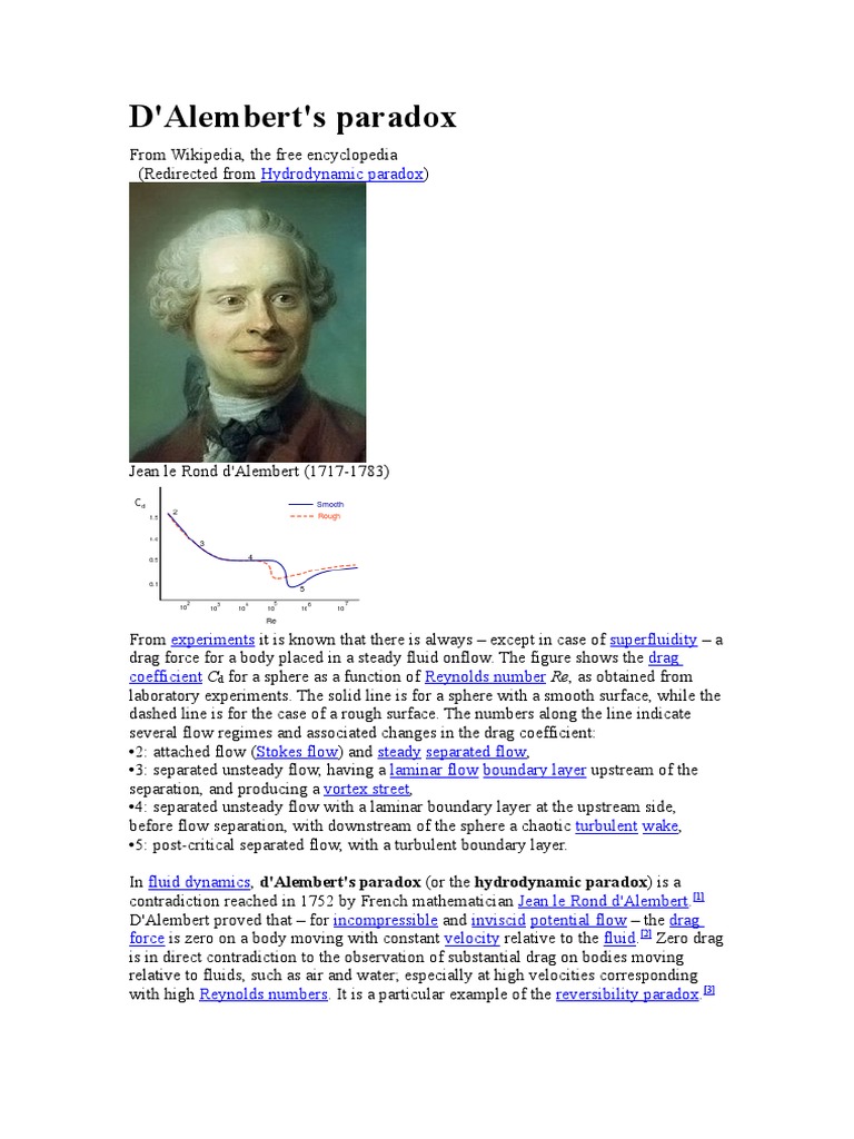 D'Alembert's Paradox | PDF | Boundary Layer | Fluid Dynamics