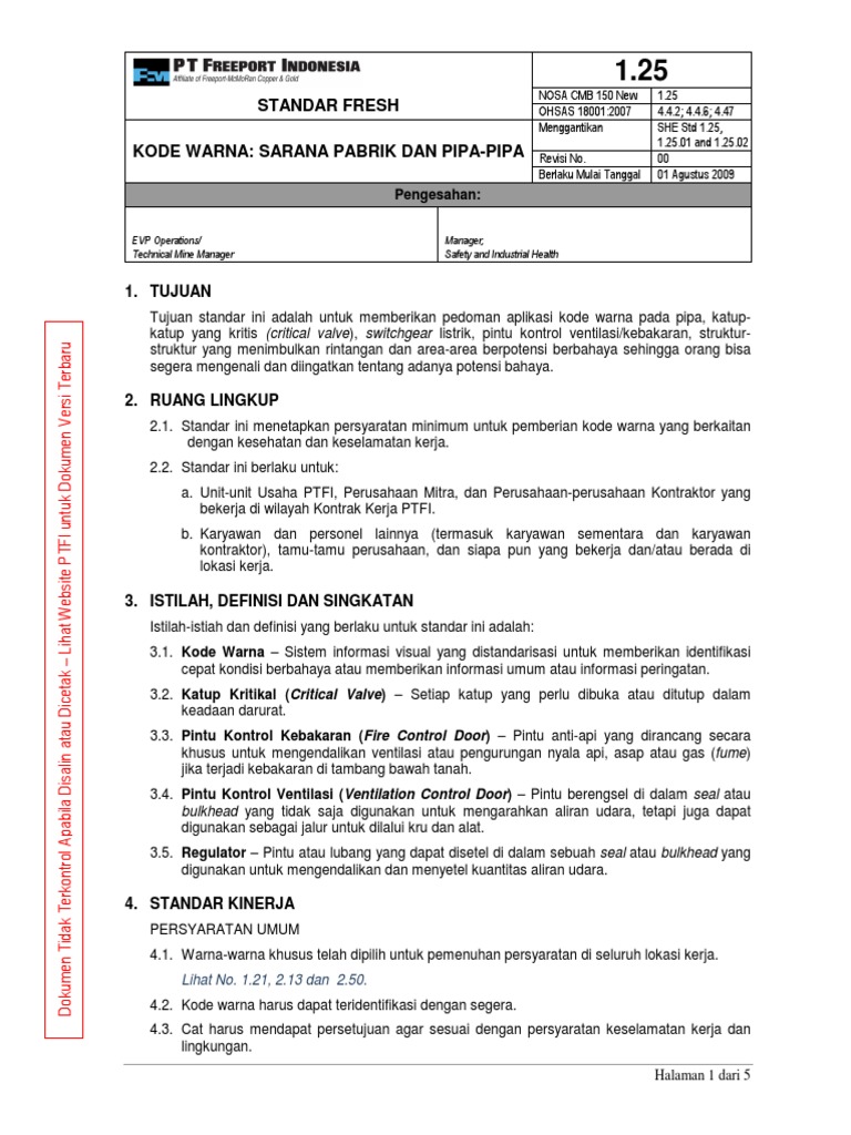 Kode Warna Sarana Pabrik Dan Pipa-Pipa (Standar FRESH 1.25d) PDF | PDF