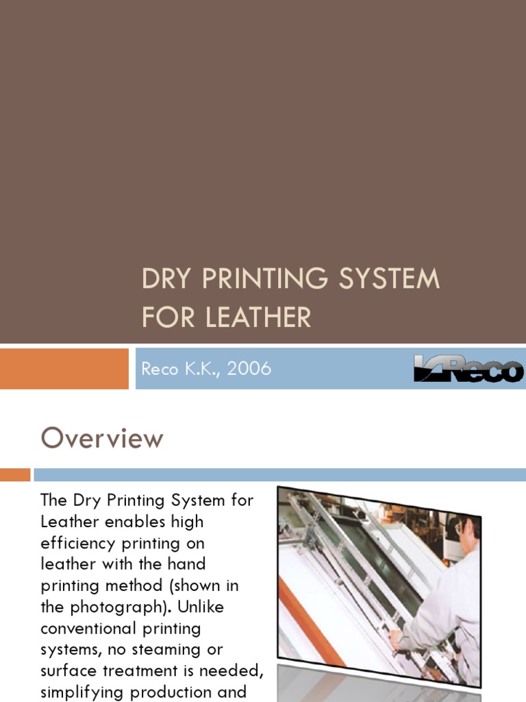 Dry Printing System For Leather: Reco K.K., 2006 | PDF | Materials ...
