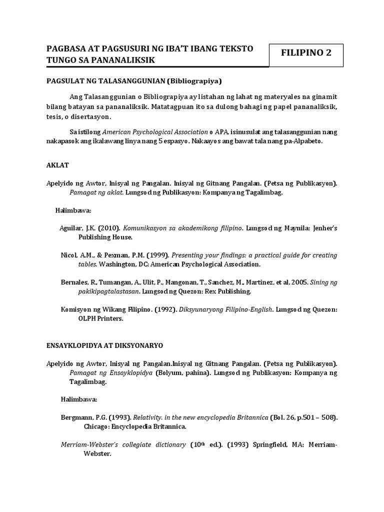 Talakay Sa Pagsulat NG Bibliograpiya | PDF
