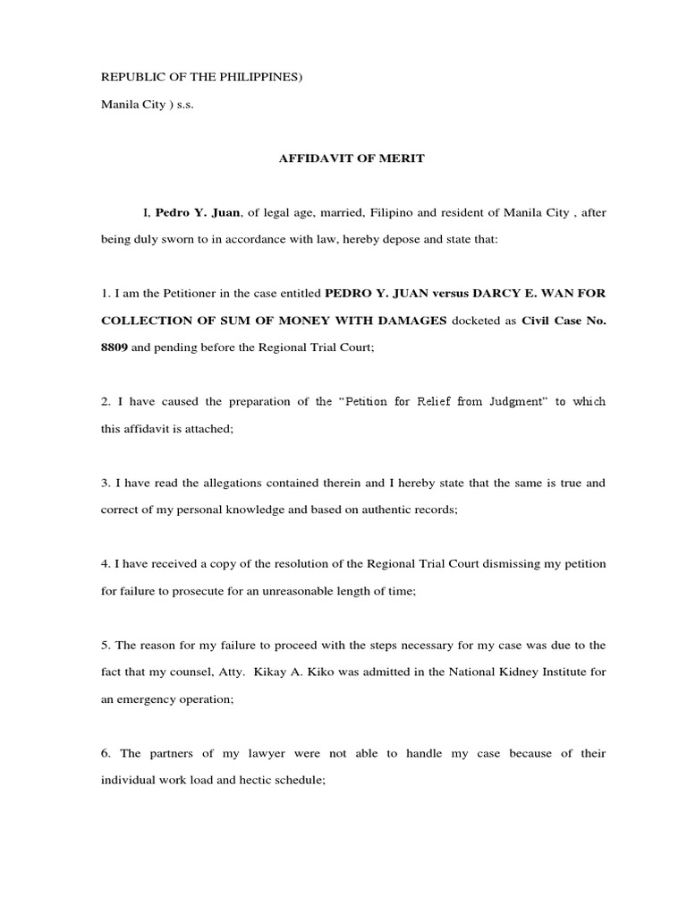 Affidavit of Merit | PDF | Affidavit | Judgment (Law)