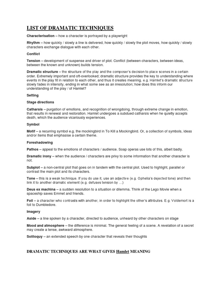 Dramatic Techniques | PDF | Hamlet