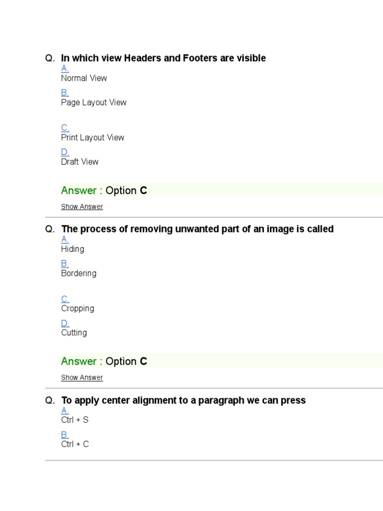 Questions From MS Word | Page Layout | Typography