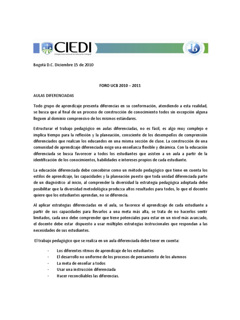 Aulas Diferenciadas | PDF | Instrucción diferenciada | Aprendizaje