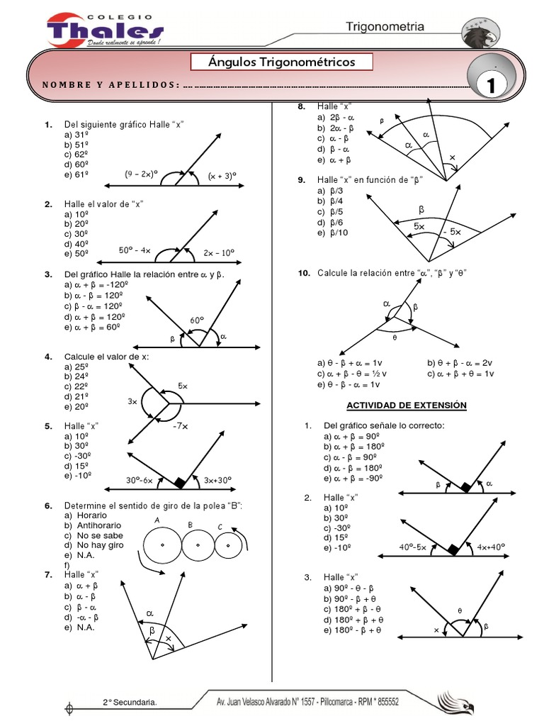 FICHA N°1 - (Ibim. 2DO - TRIGONOMETRIA) | PDF | Observación científica | Rotación