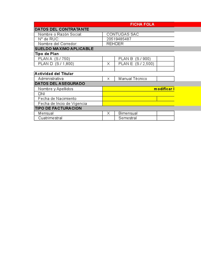 SEGURO - INCLUSIÓN FOLA (1).xls | PDF