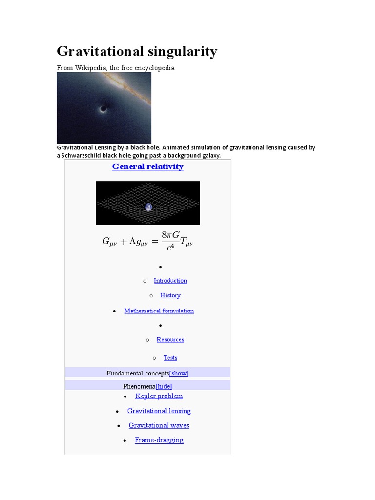 Gravitational Singularity | PDF | General Relativity | Black Hole