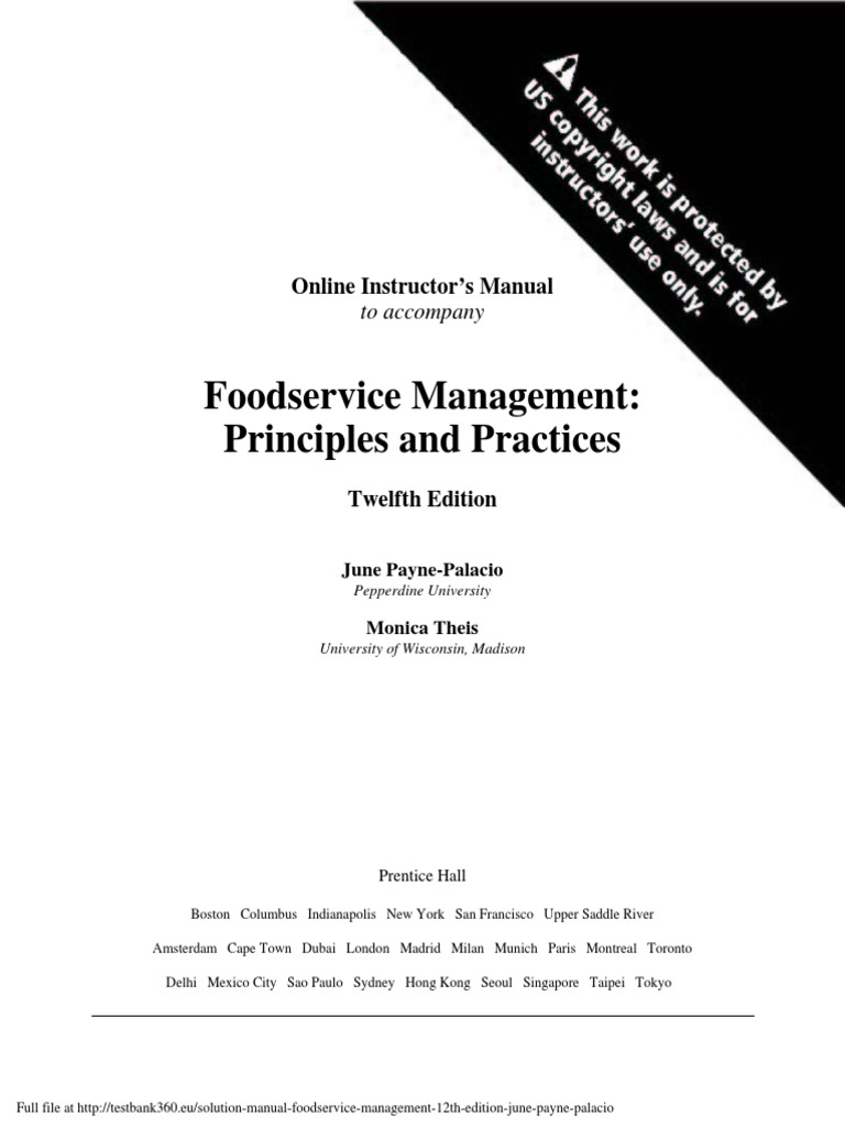 Solution Manual Foodservice Management 12th Edition June Payne Palacio ...