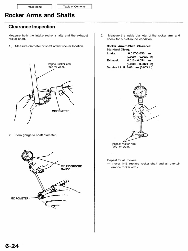 Rocker Arms and Shafts: Clearance Inspection | PDF