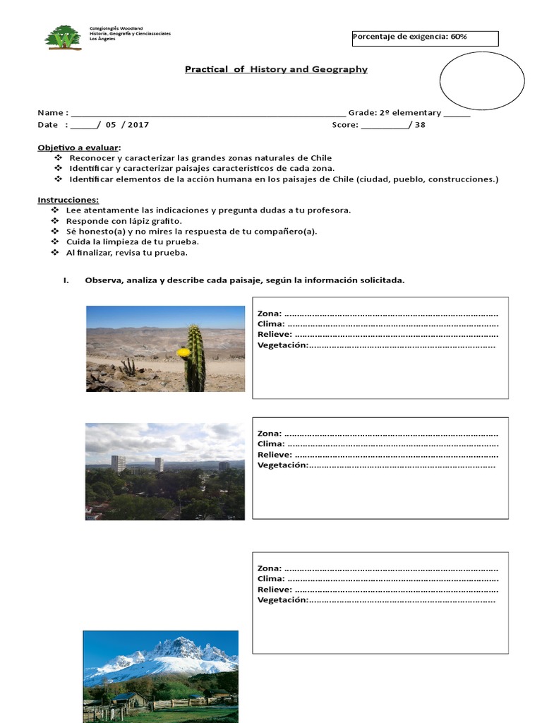 Prueba Unidad Paisajes Naturales | PDF | Desierto | Clima