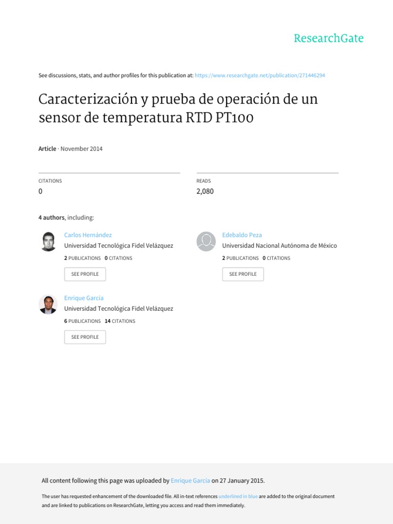 Caracterización de Sensor de Temperatura RTD PT100 | PDF | Sensor ...